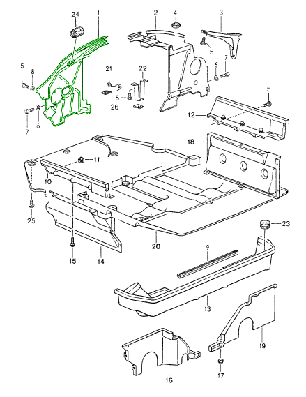 DANSK 1682600270 Porsche 96410628308 Engine cover LEFT for Porsche 964 ...