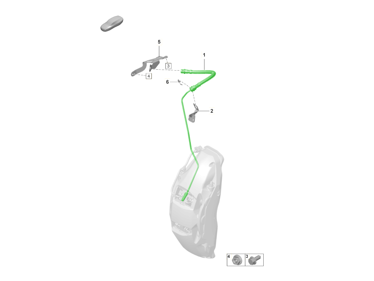 Brake hose, front axle. Porsche 9J1 Taycan Cross Turismo 9J0611707E ...
