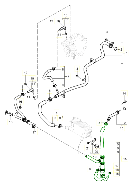 Original Porsche 94810605151 Engine coolant hose return for Porsche 957 ...