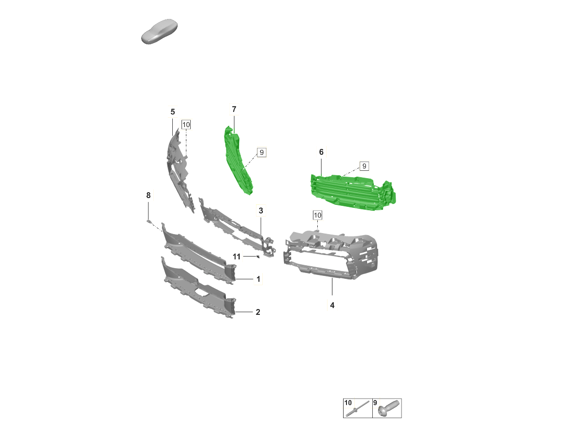 Porsche 992 Carrera Front bumper air duct grille 992807229OK1 ...