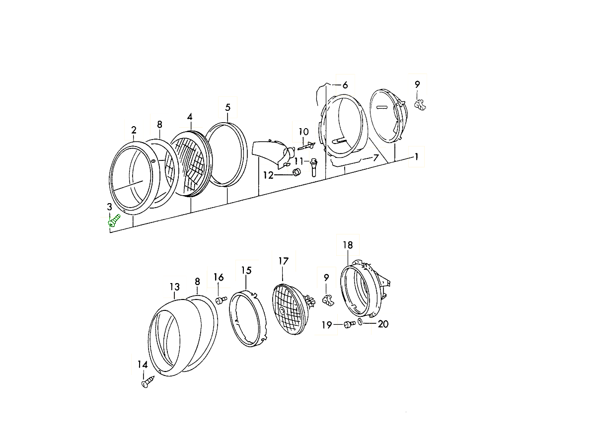 Porsche 911 912 Screw for headlight rim stainless steel 90163111900 ...