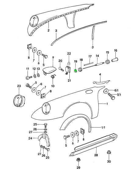 Porsche 911 Fuel Flap Release Grommet 91450431900 - 91450431900 ...
