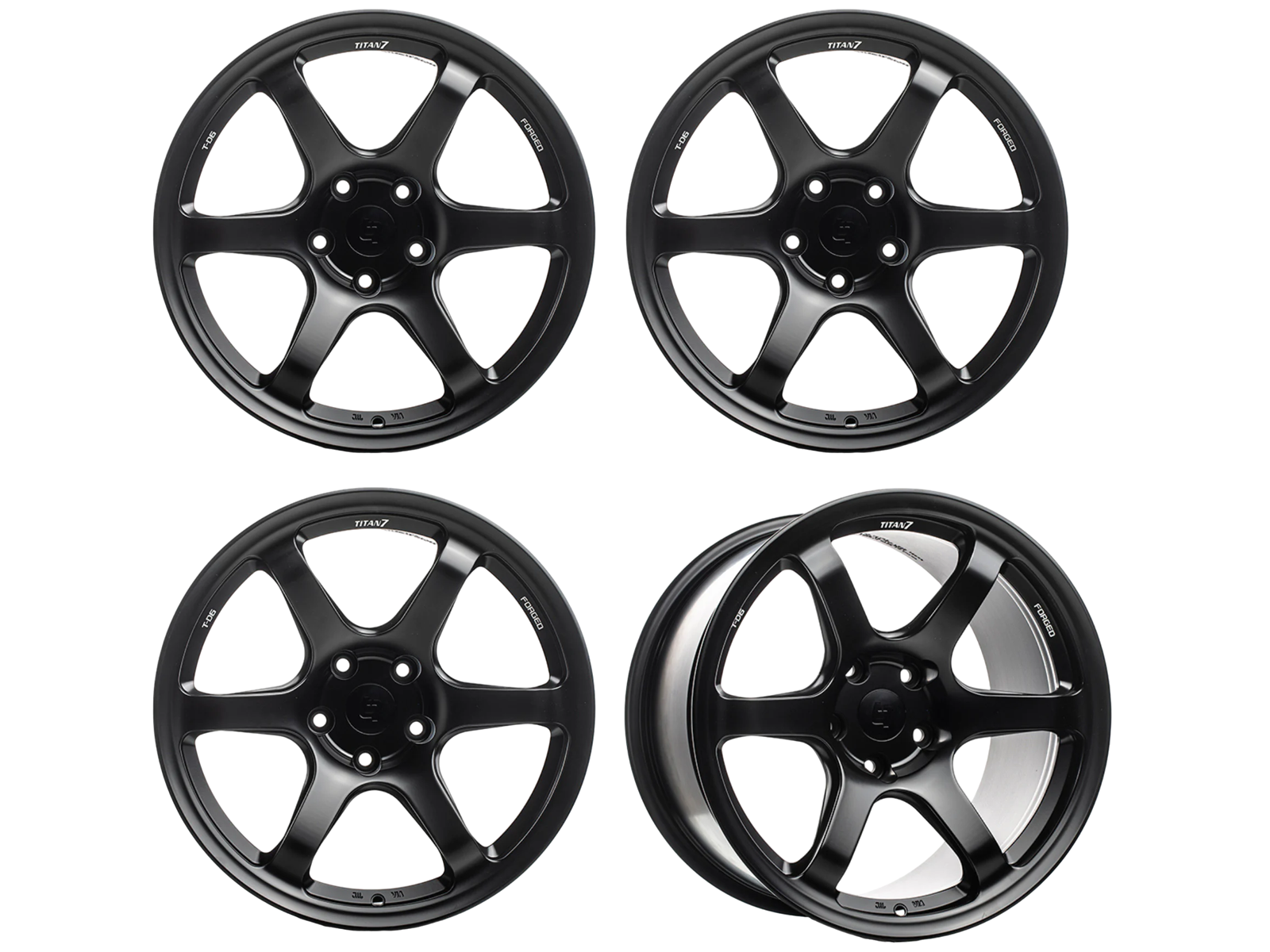 Titan 7 Forged T-D6E 6 Spoke Alloy Wheel Set 19" Machine Black. Porsche ...