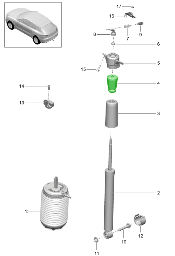 Porsche Macan Shock Absorber Rubber Stop 95B512131B - 95B512131B::1 ...