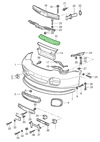 Porsche 996 GT2 Front bumper inner air duct frame 99657532630 ...