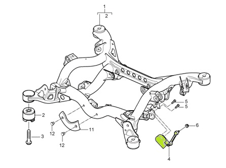 Rear suspension self levelling sensor with linkage. Porsche 958 Cayenne ...