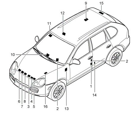 Sticker maximum speed 240KM/H. Porsche 955 / 957 Cayenne - 958010539 ...