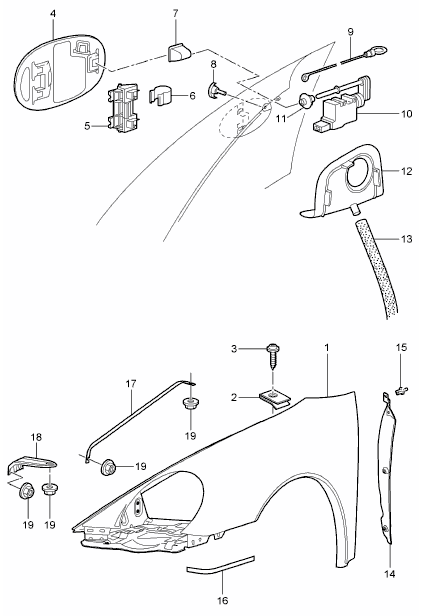Wing Petrol Flap Spring. Porsche 997 / 987 / 987C - 99750471100::1 ...