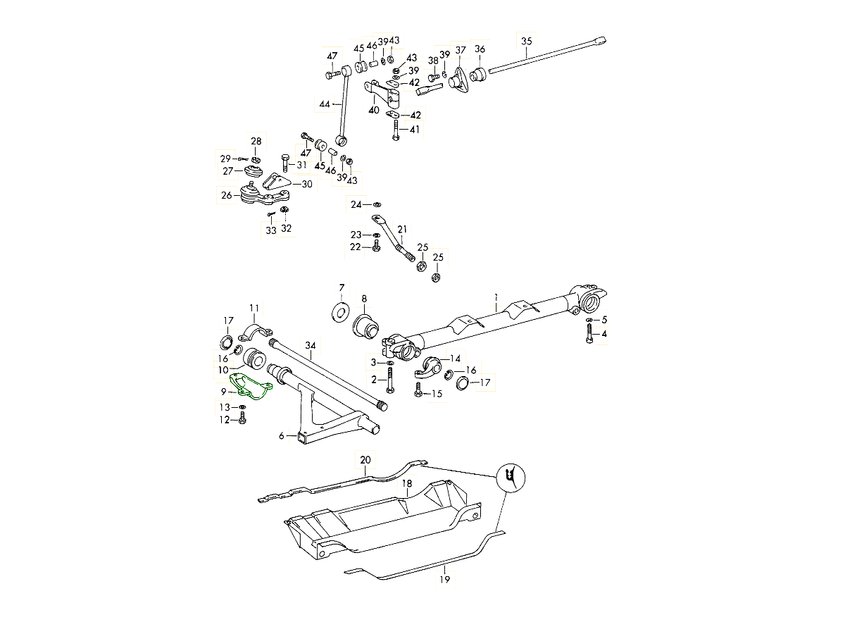 Porsche 911 Bearing block for front axle guide on body 90134115102 ...