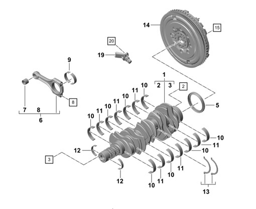 Big end conrod bearing UPPER (single shell). Porsche 718 4.0ltr / 991.2 ...