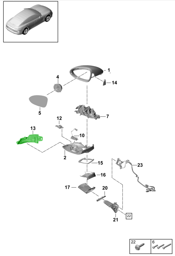 Porsche 971 Panamera Door mirror side repeater 971949102C 971949101C ...