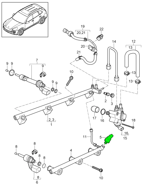 Porsche Cayenne Fuel Pressure Sensor 95860623020 - 95860623020 | Design 911
