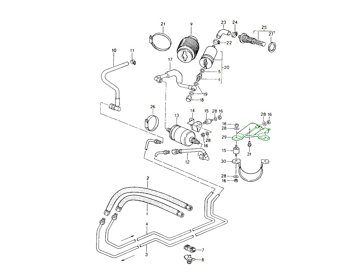 Porsche 968 Bracket for fuel filter support 94435647301 - 94435647301 ...