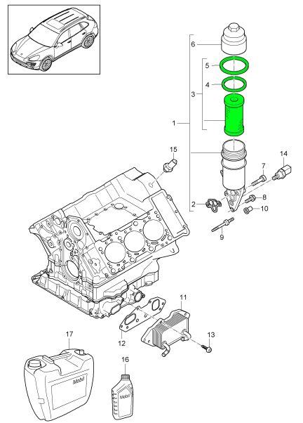 Porsche Cayenne Oil Filter Element 95810722200 95810722201 ...