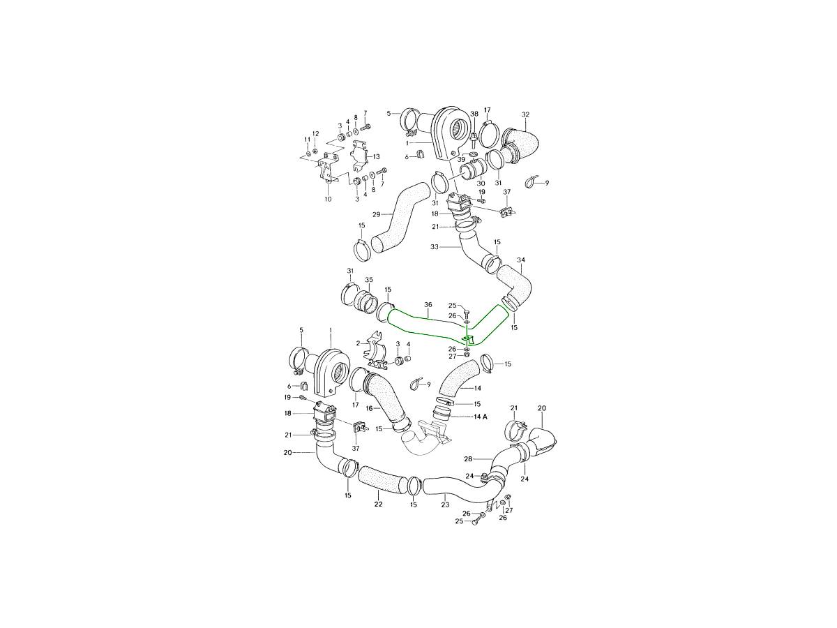 Heater pipe additional air blower. Porsche 964 turbo 93021123601 ...