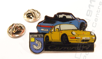Pin Badge "Porsche 911 Carrera 4" Yellow and Blue - PIN037 | Design 911