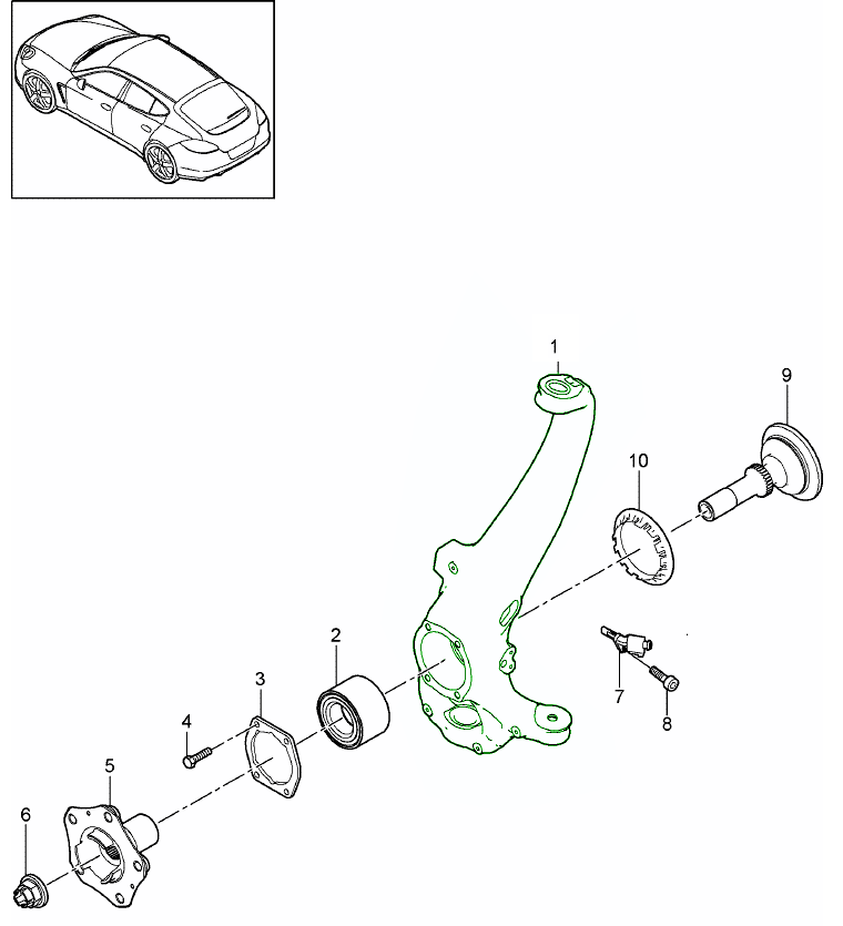 Porsche 970 Wheel carrier Front 97034115804 97034115704 97034115705 ...