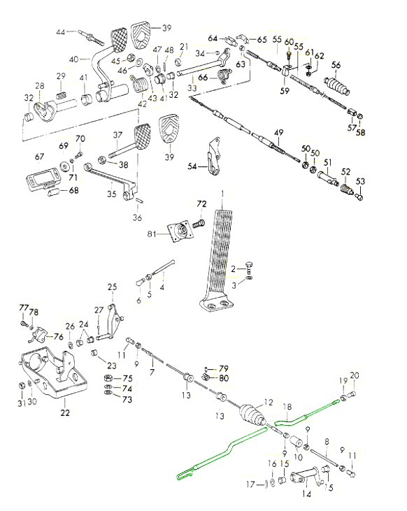 Porsche 911 Accelerator linkage pull rod PCG42301600 - PCG42301600 ...