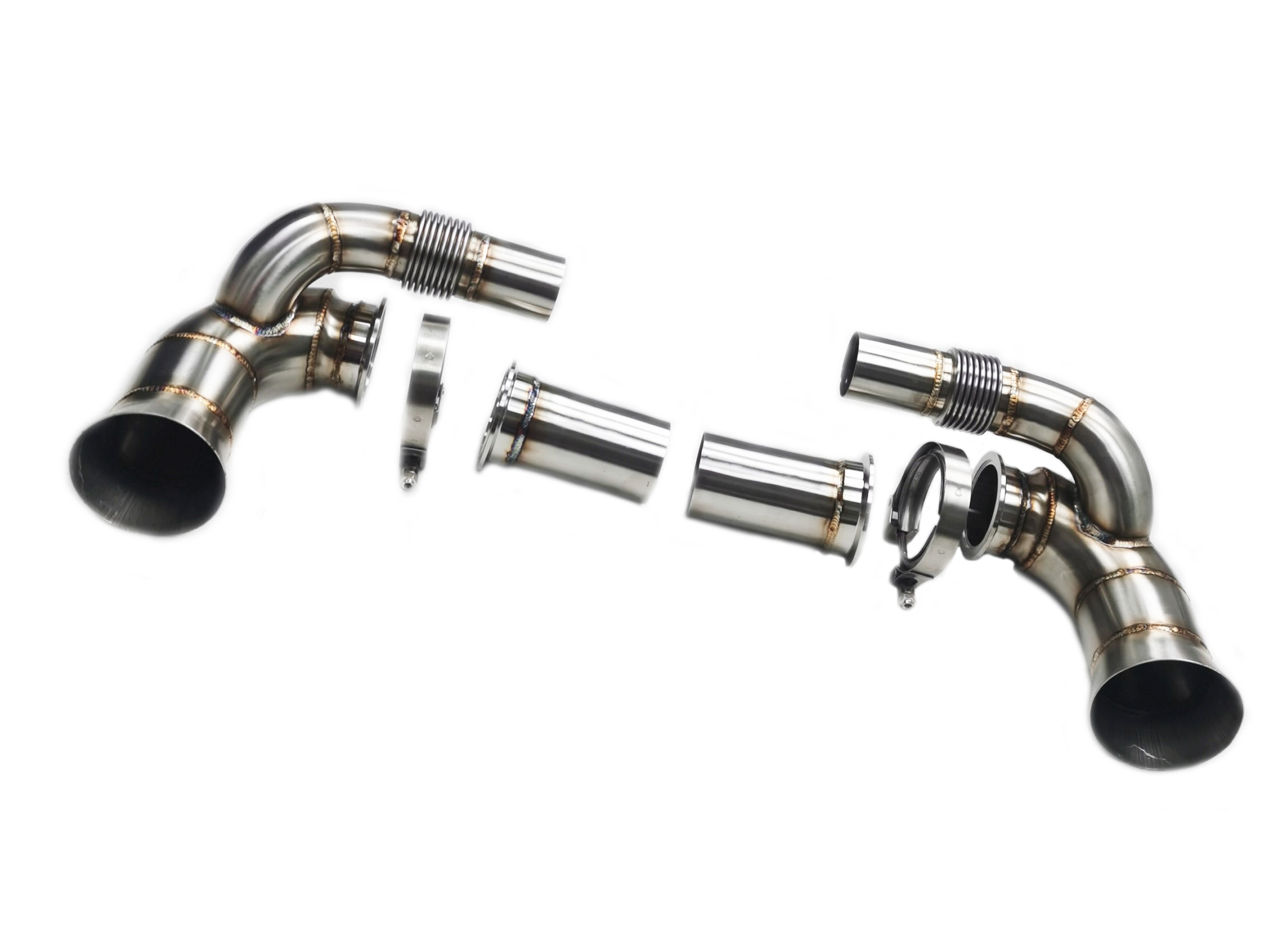 Sports exhaust side silencer straight pipe non valved Porsche 991 GT3 ...