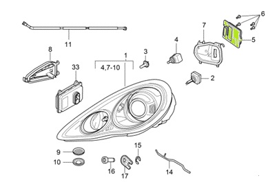 Xenon headlamp ballast. Porsche 970.2 Panamera 7PP941597A 7PP941597 ...