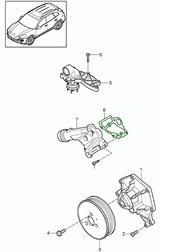 Porsche Cayenne Coolant flange seal gasket 95810643100 - 95810643100/1 ...