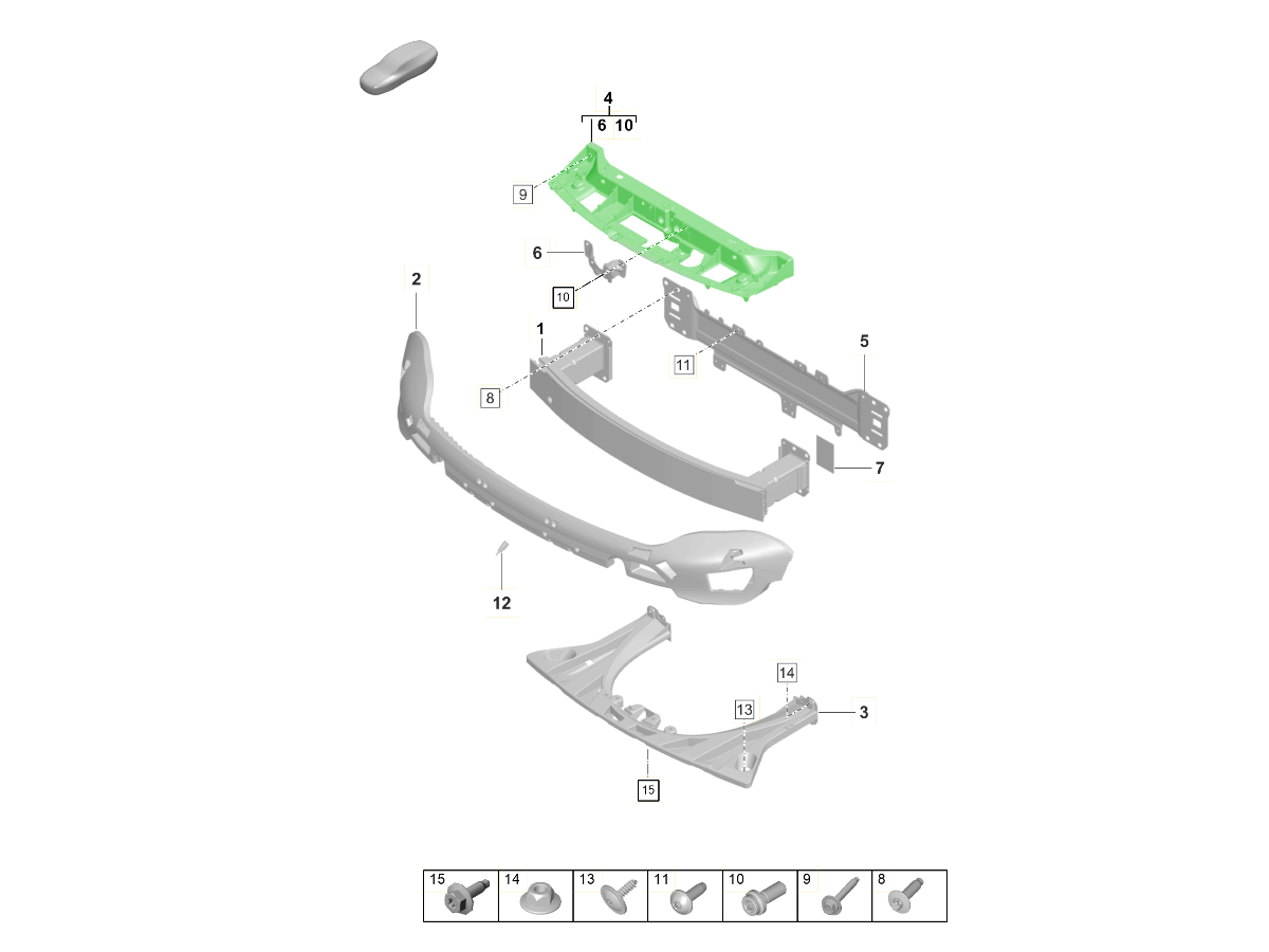 Porsche 9J1 Taycan Front bonnet lock carrier panel 9J1805015A ...