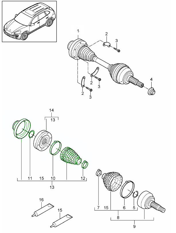 Porsche Cayenne CV Joint boot KIT 95834990300 - 95834990300 | Design 911