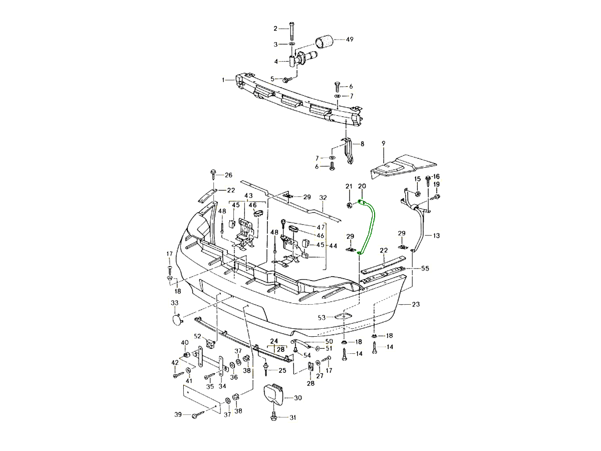 Porsche 993 Carrera Rear Bumper support tube INNER 99350564300 ...