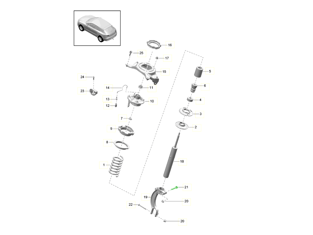 Porsche 95B Macan Hexagon head bolt Combi for Front shock absorber fork ...