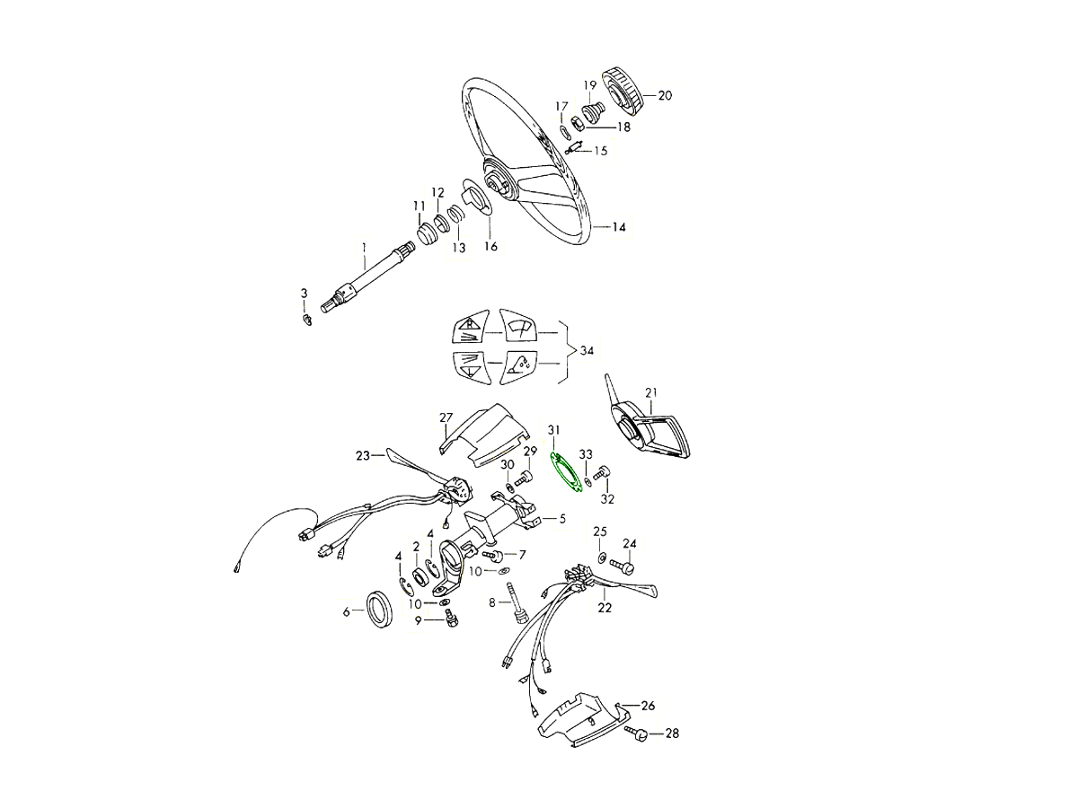 Porsche 911 912 Horn contact ring 90161391500 - 90161391500/5 | Design 911