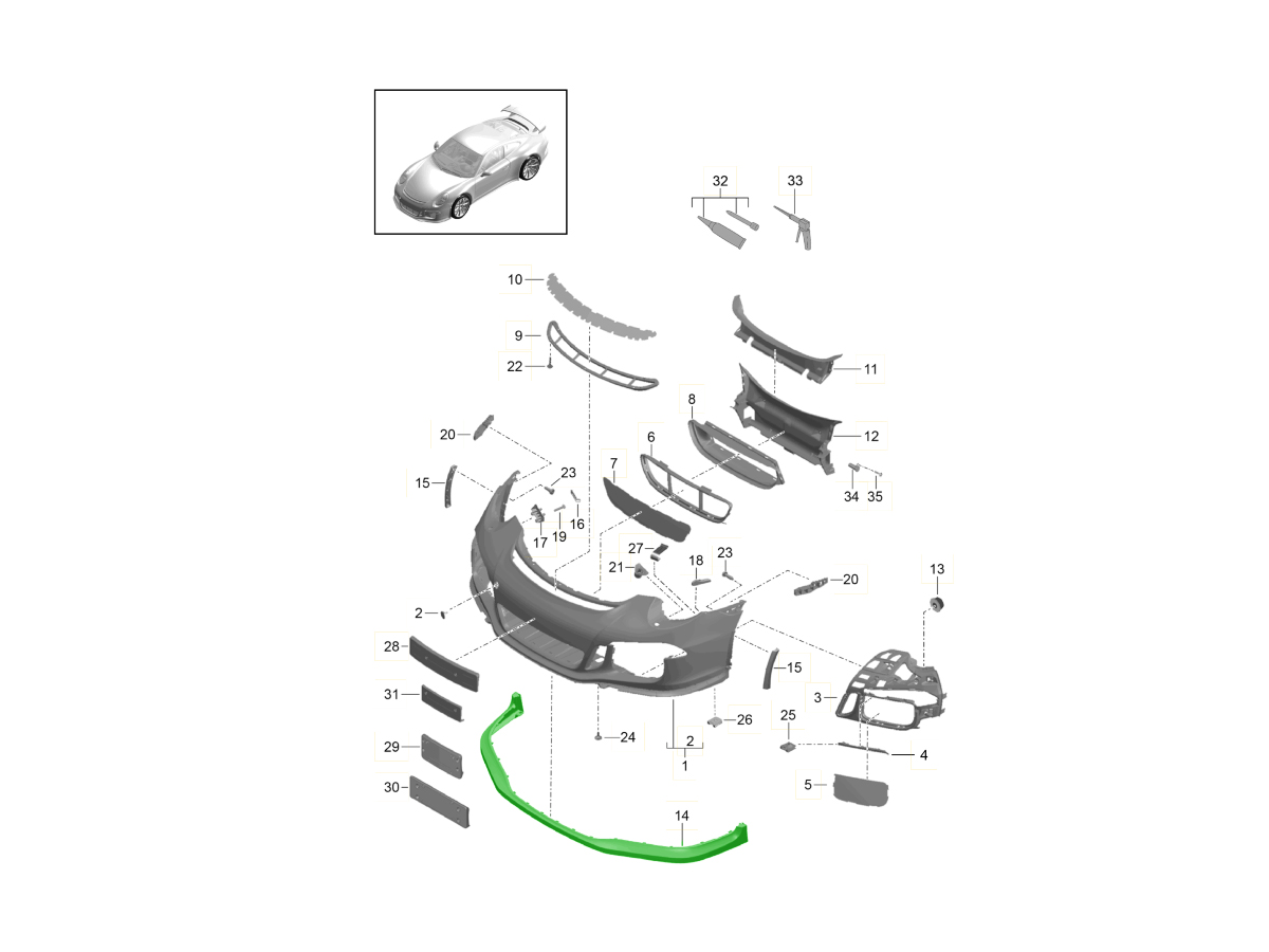 Porsche 991 GT3 RS Front lower spoiler 991505525911E0 - 991505525911E0 ...