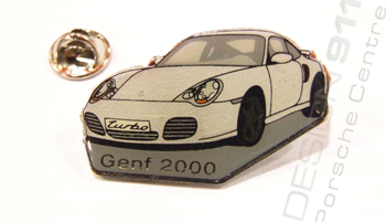 Pin Badge "Porsche 996 Turbo - GENF 2000" White - PIN021 | Design 911
