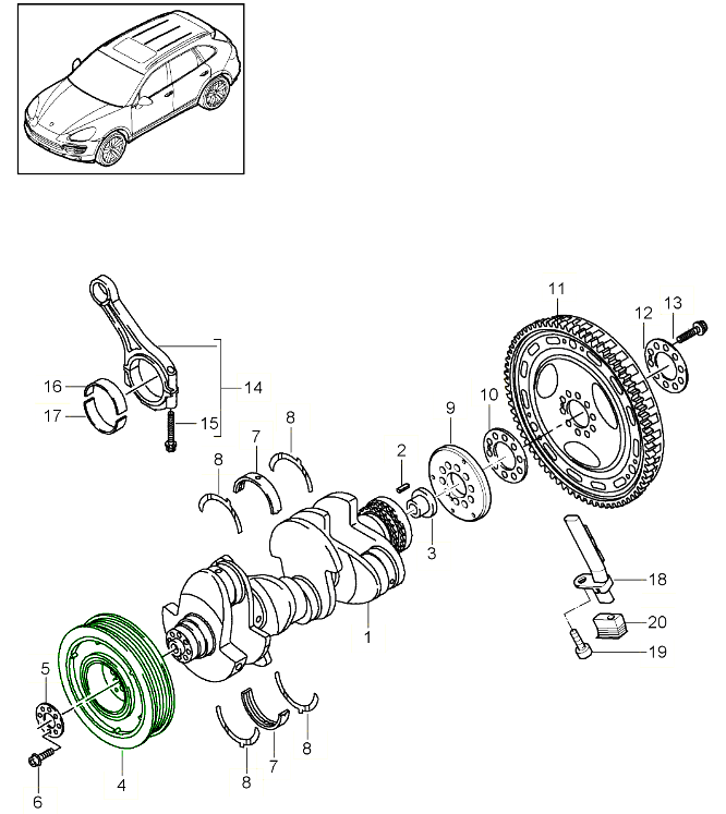 Porsche Cayenne Crankshaft Pulley Dampener 958105251B 95810224104 ...