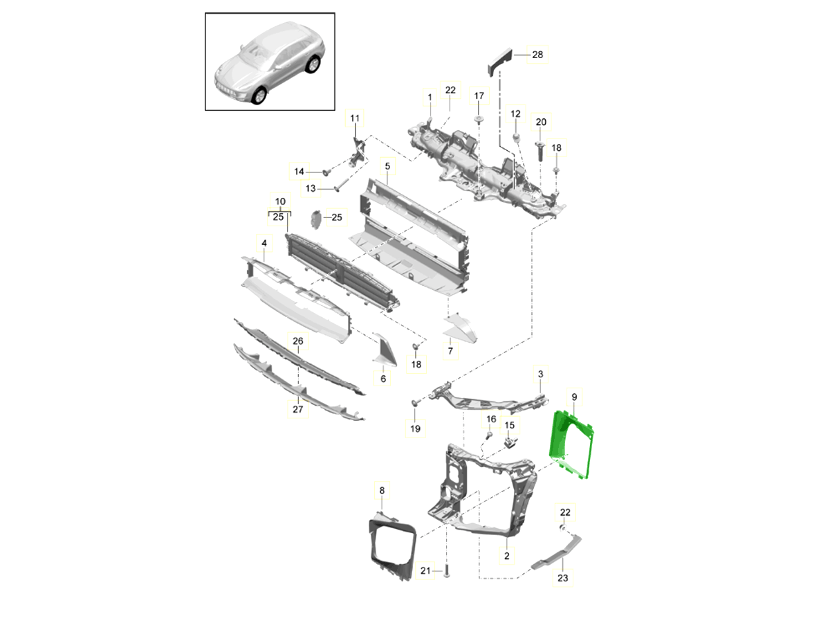 Porsche Front Bumper Radiator Frames & Brackets | Cooling System Mounts ...