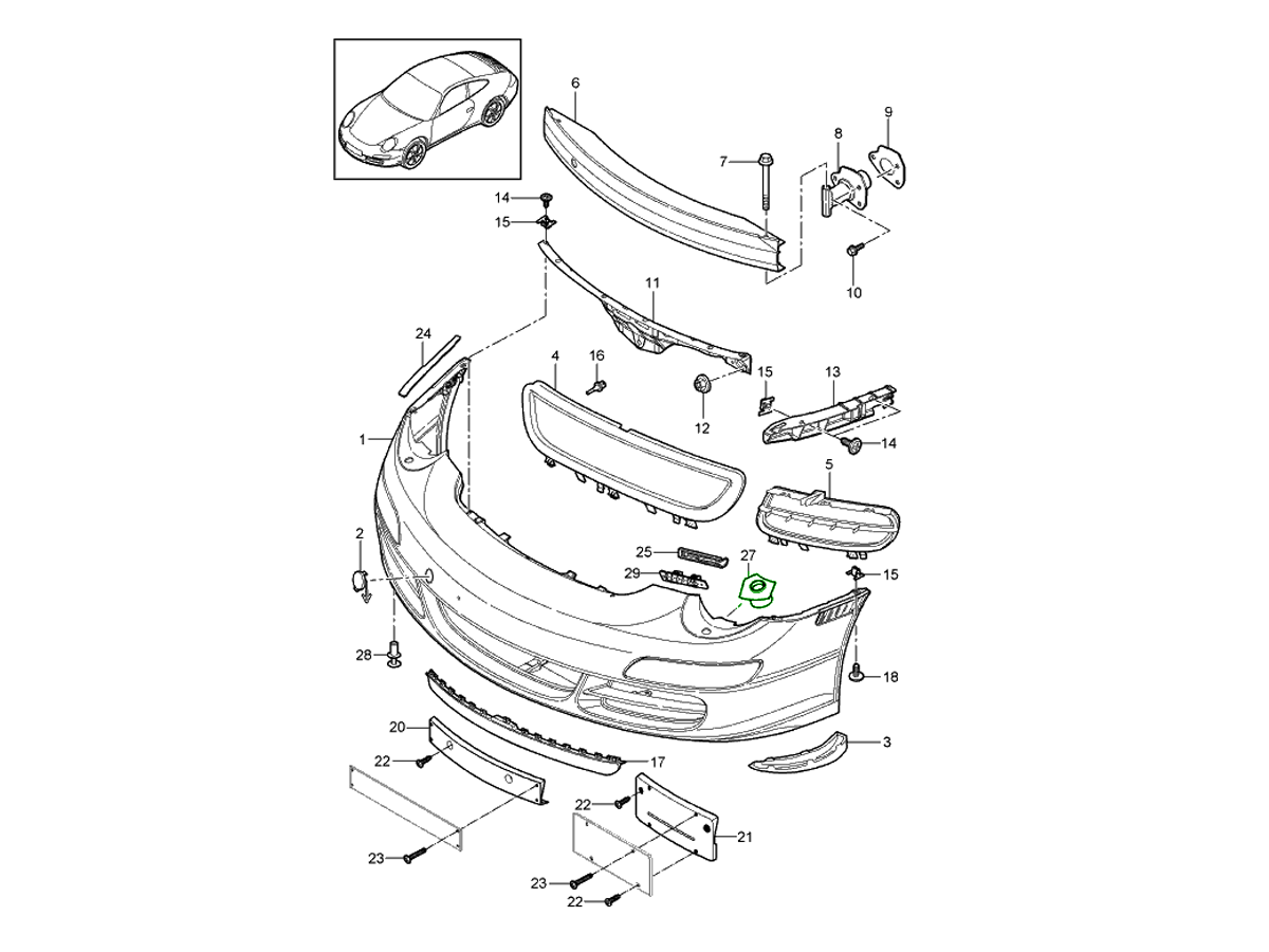 Porsche 997 Front Bumper Retainer Plate 99750576102 99750576202 ...