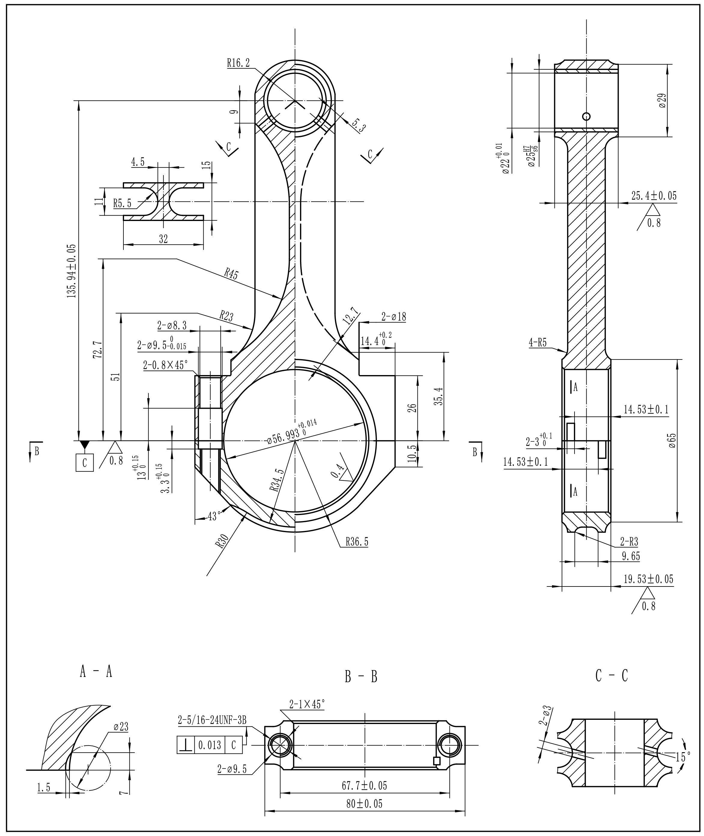 Connecting rod set, 22mm pin. Porsche 912/356 set of 4 - 61610301203/1 ...