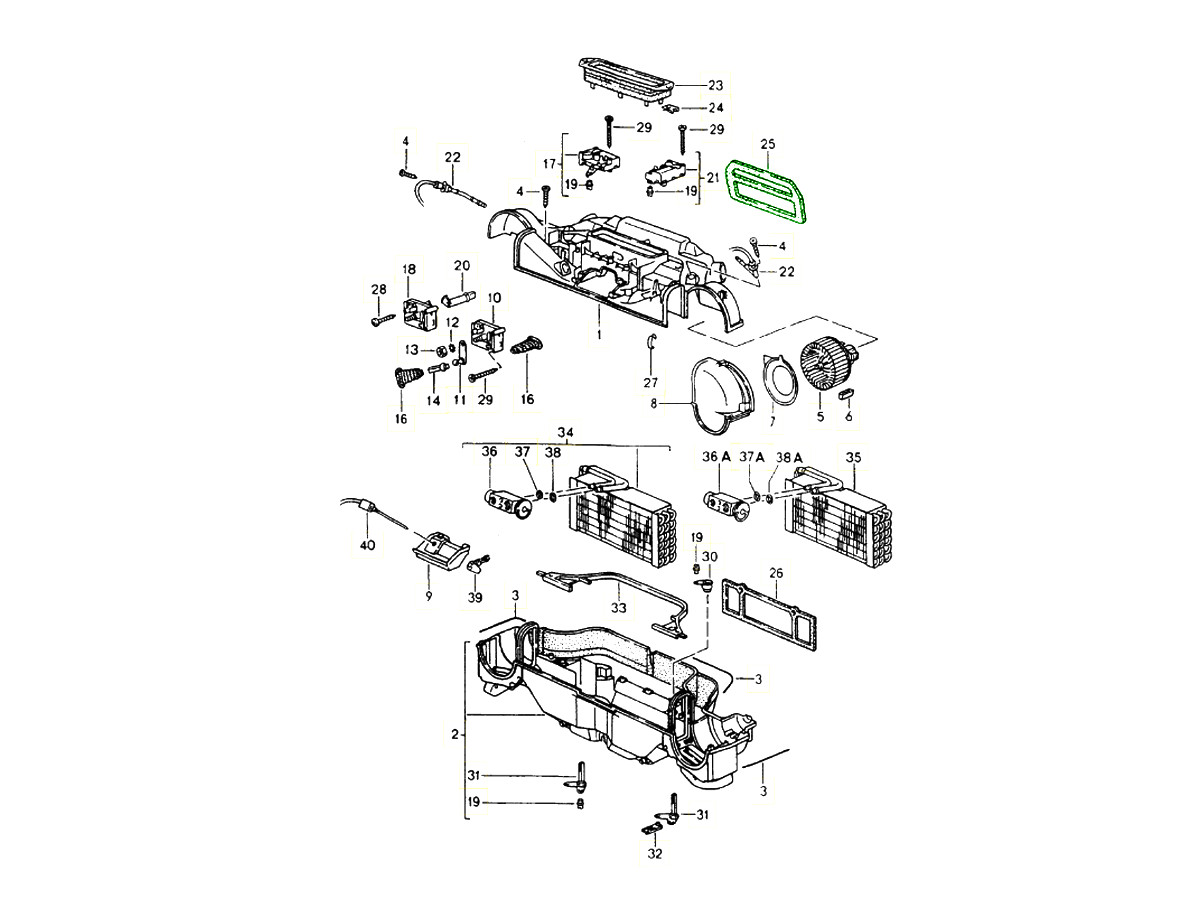 Porsche 964 993 Evaporator housing vent gasket central 96457243702 ...