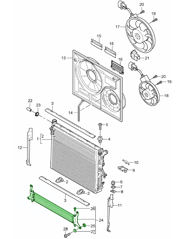 Porsche 957 Cayenne 3.0 DIESEL Radiator water coolant 95510621200 ...