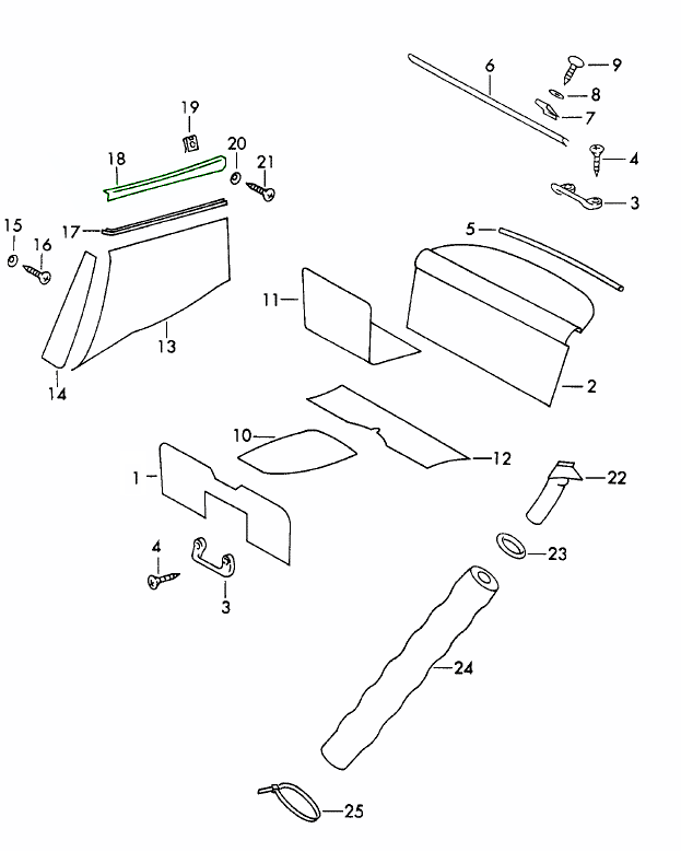 Porsche 911 Inner Door Top Strip Left Vinyl 90155508300700 ...