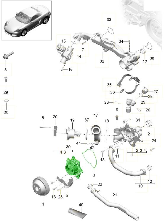 Porsche 718 Cayman Water pump 9A210605003 9A210605002 9A210605001 ...