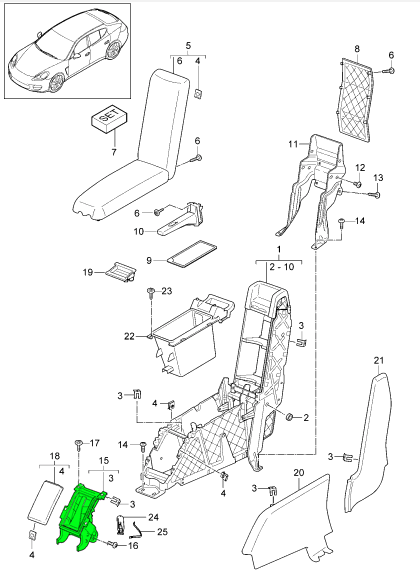 Porsche 970 Panamera Rear Centre Console Cup Holder 97055347500 ...
